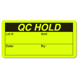 "QC HOLD" Neon Yellow Quality Control Stickers