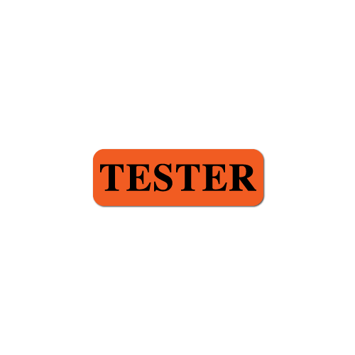 "Tester" Stickers with a black background.